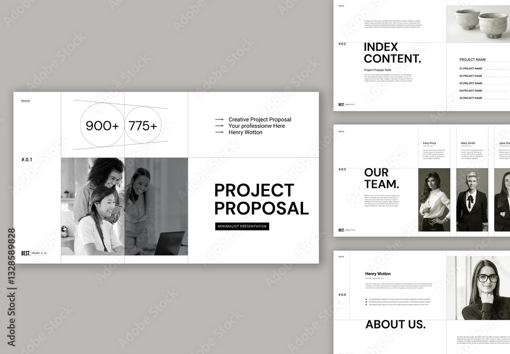 Black and White Project Proposal Stock Template | Adobe Stock