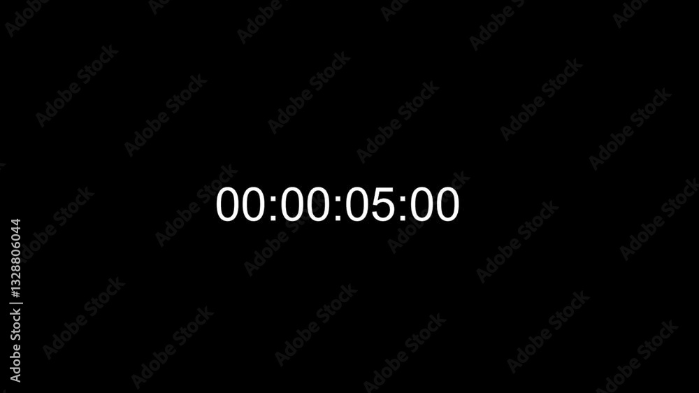 30 second minute timecode on black screen alarm, alarm clock, countdown ...