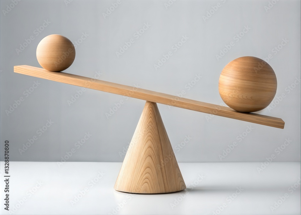 Poster Wooden Balance Scale Illustrates Equilibrium and Inequality ...