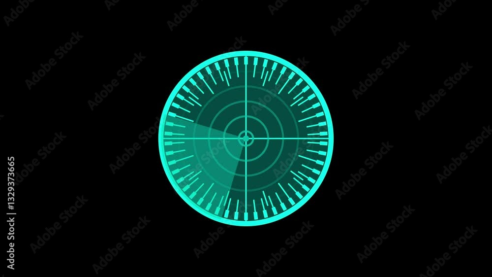 Radar screen technology with radio wave signal animation. Military ...
