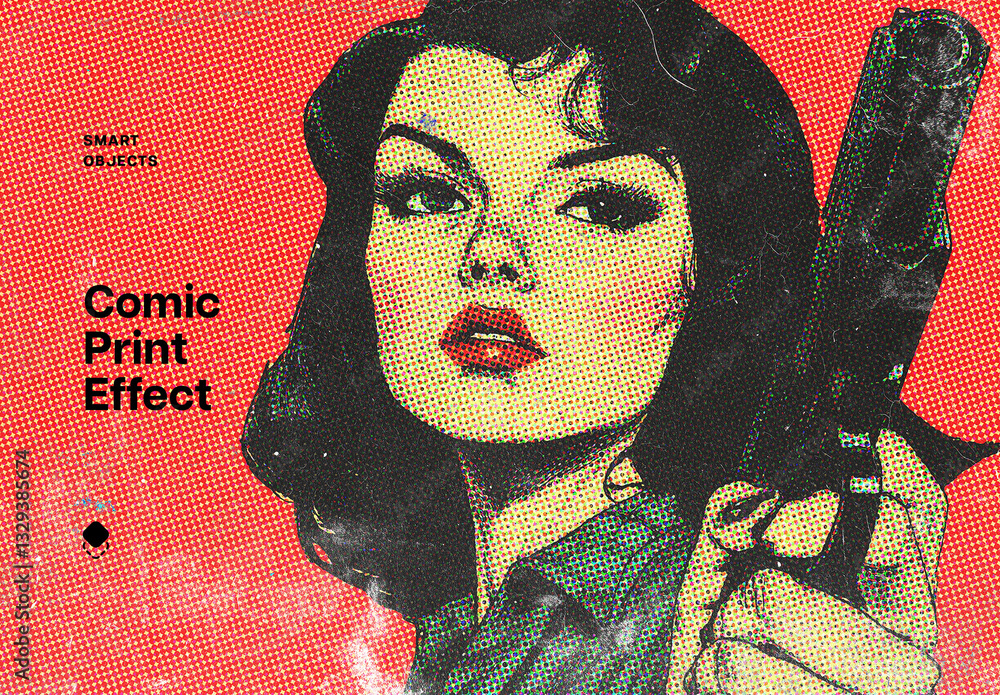 Retro Halftone Comic Effect Mockup Stock Template | Adobe Stock