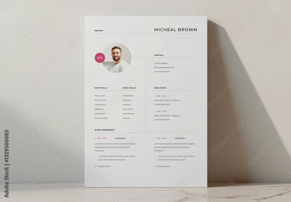 CV Design Layout With Minimal Style Stock Template | Adobe Stock