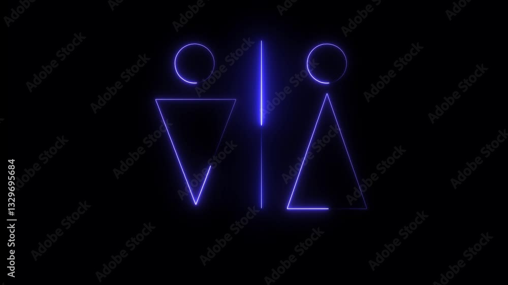 Male and Female Symbols, Futuristic Bathroom Sign, Luminous Gender ...