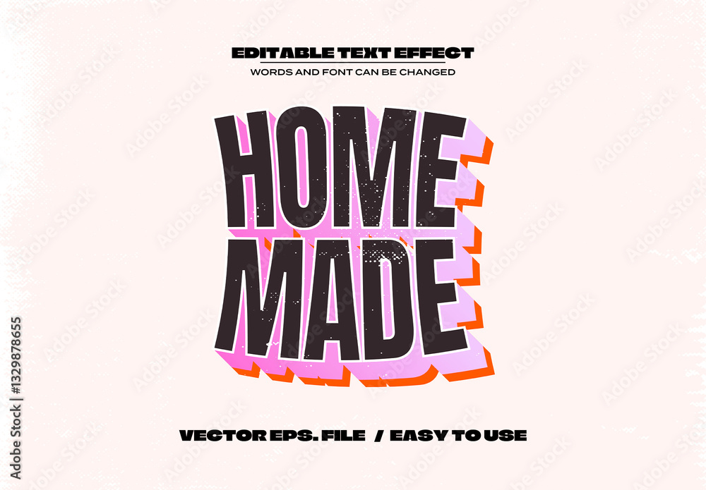 Bold 3D Retro Text Effect with Vintage Offset Shadow Stock Template ...