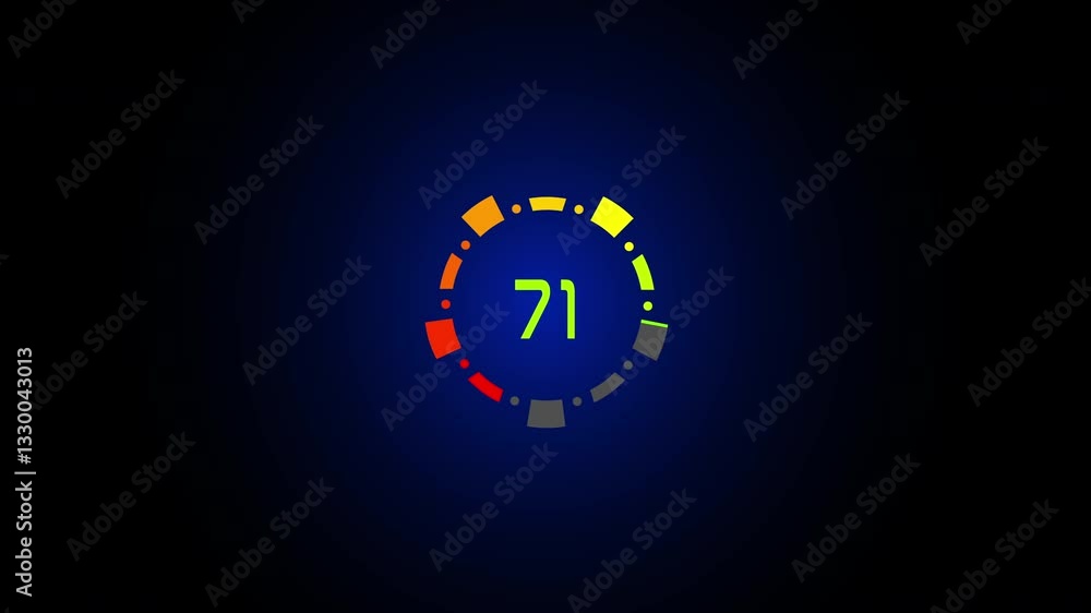 Animation of rotating radial bar chart with a center number increasing ...