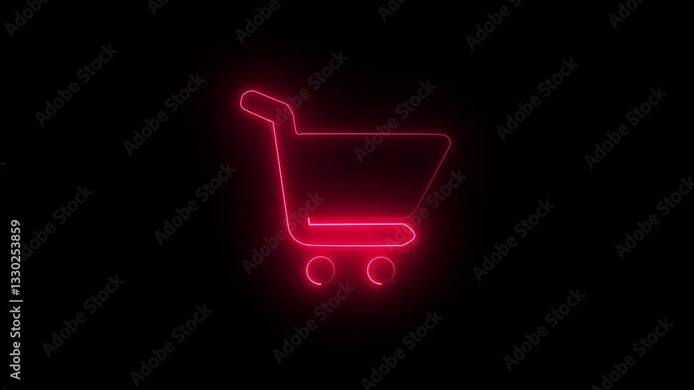 Garden red cart icon neon light animation , black background Stock 비디오 ...