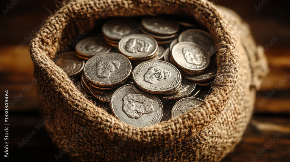 Plakát Sack with the thirty silver coins biblical symbol of the betrayal of judas – Obraz na Zeď ...