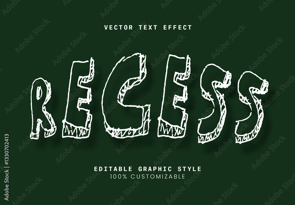 White And Green Sketch Font Chalkboard School Doodle Text Effect Stock ...