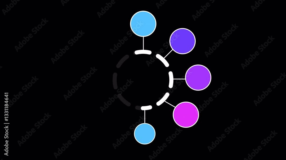 8 business call out chart animation on black background, colorful call ...