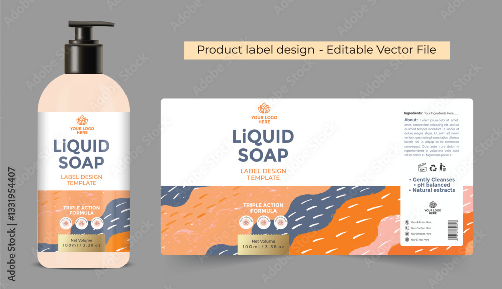 Poster Liquid soap label design, product bottle label design ...
