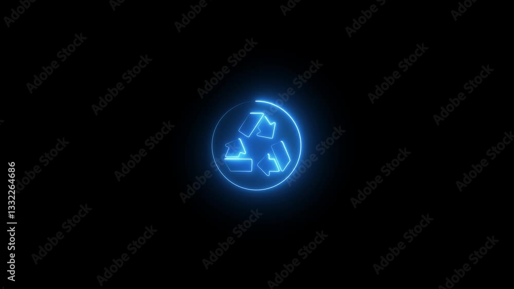 Recycling Neon Sign.Circular arrow icon. Environment recyclable icon ...