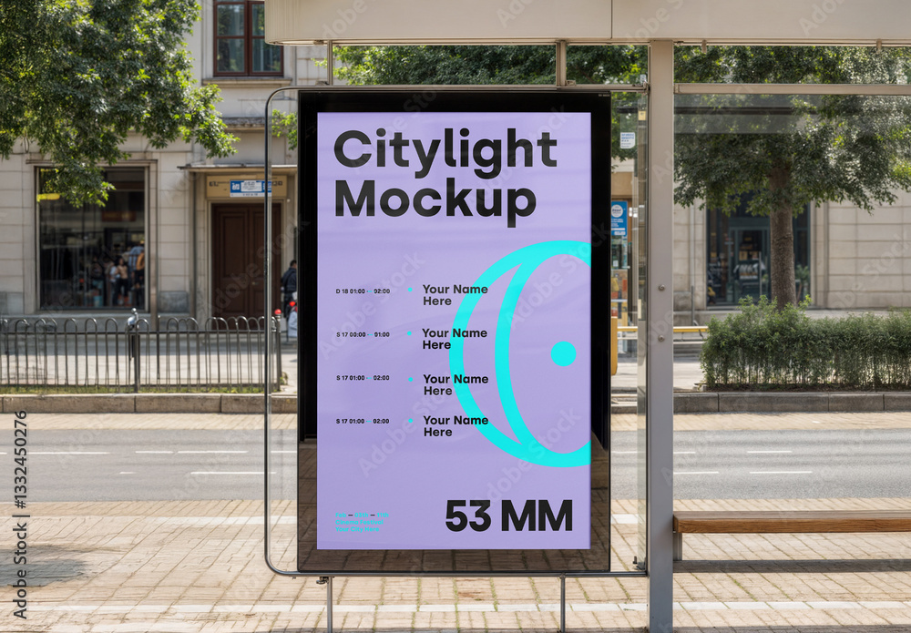 Vertical Bus Stop Citylight Mockup Stock Template | Adobe Stock