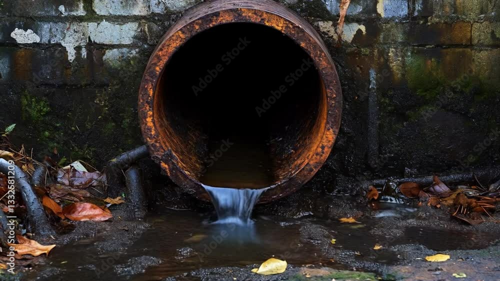 Polluted Drainage Pipe: Environmental Impact of Wastewater, smooth ...