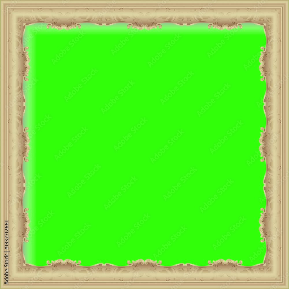 Frame Border Green Screen graphic with chroma key clip template 4k ...