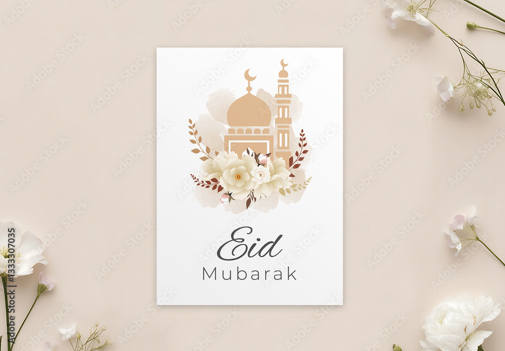 Minimalist Eid Card Design Layout Stock Template | Adobe Stock