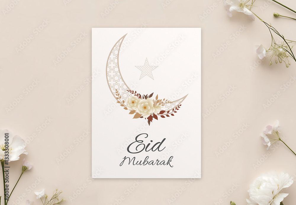Printable Eid Mubarak Card Design Stock Template | Adobe Stock