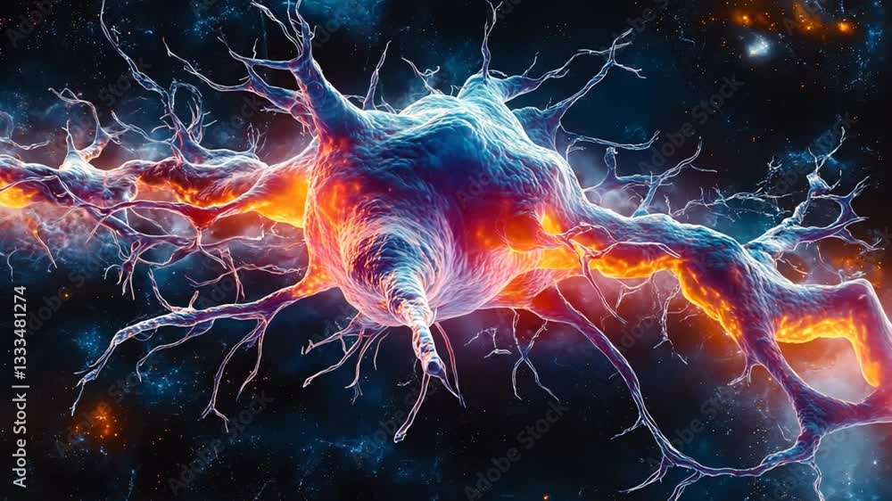 Neuron, Complex Neural Network, Space Background, Scientific ...