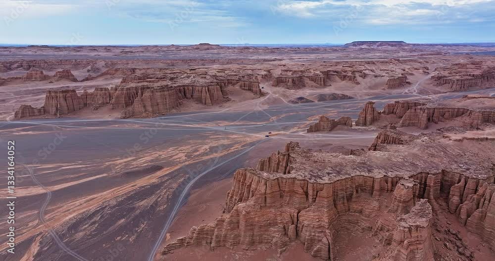 Vast landscape of yadan landform with eroded rock formations. Famous ...