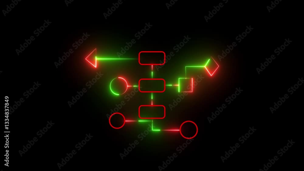 Neon glowing diagram concept, analysis scheme logical chart communication concept connection ...