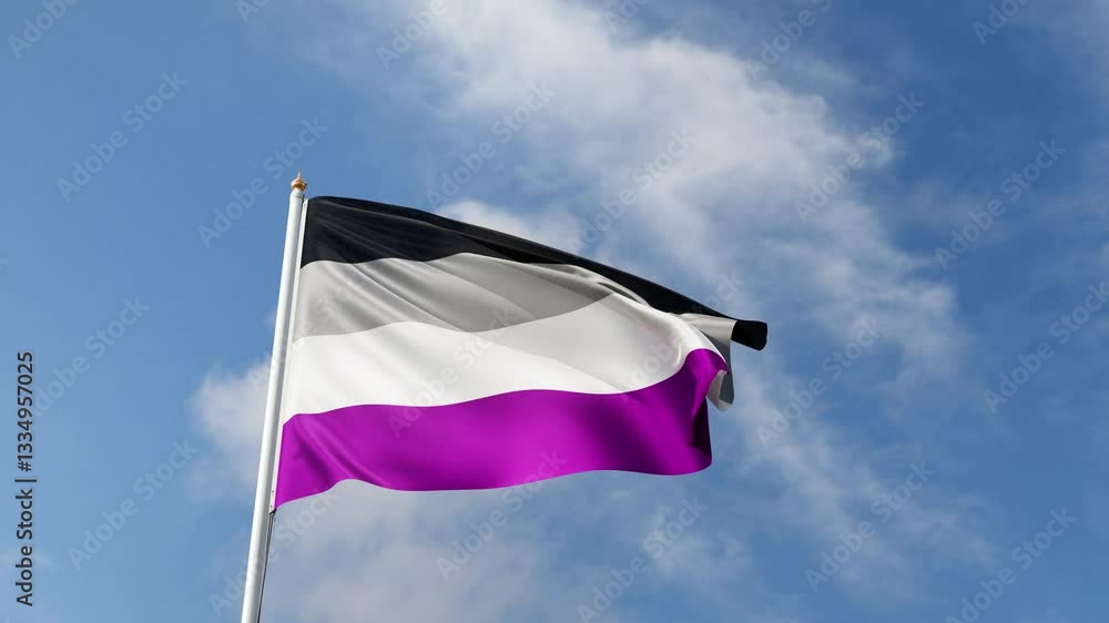 asexual pride flag waving in the wind on a blue sky, lgbt flag, ace ...