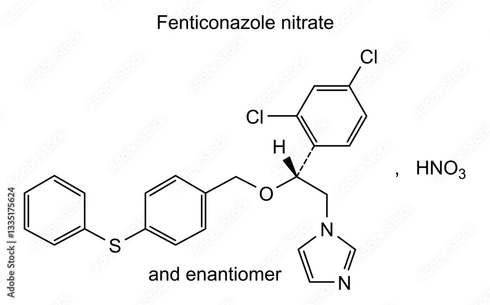 Plakát Chemical structure of fenticonazole nitrate, drug substance ...