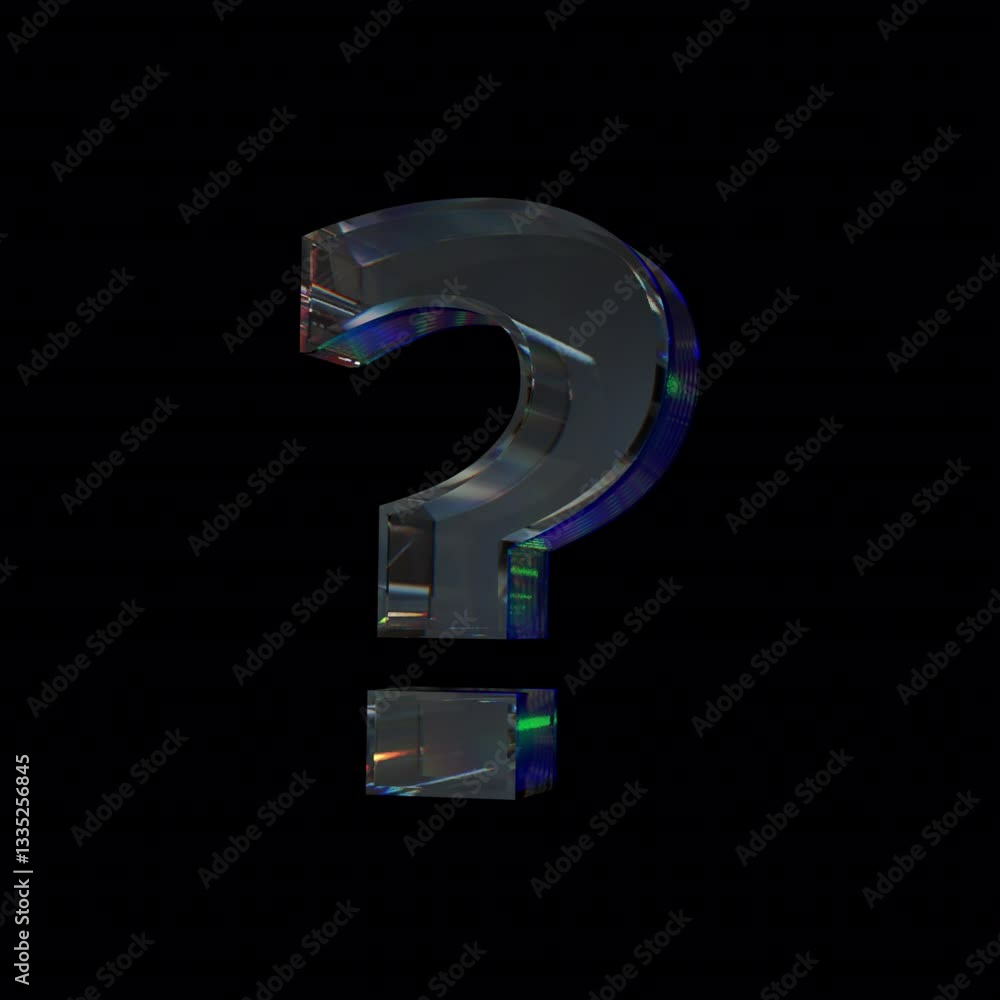 Glass symbol Question Mark with dispersion and caustics effect on Alpha ...
