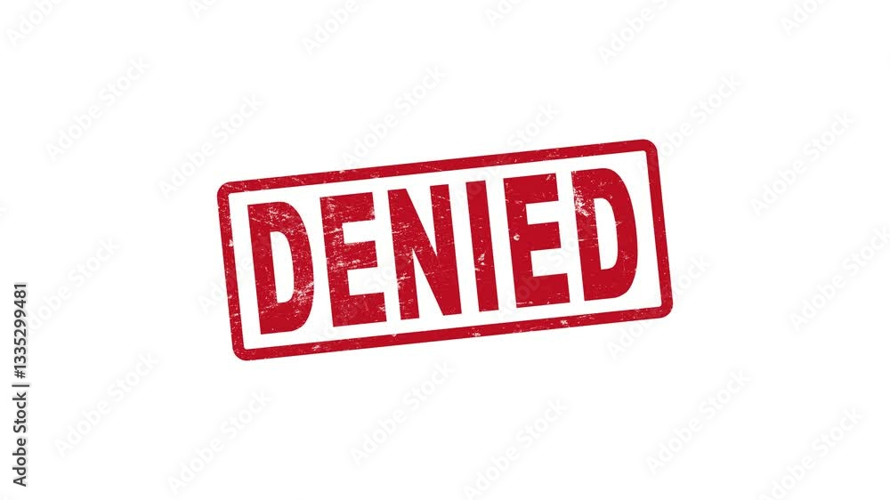 Denied Signed with Red Ink Stamp, Red Rubber Stamp Animation of the ...