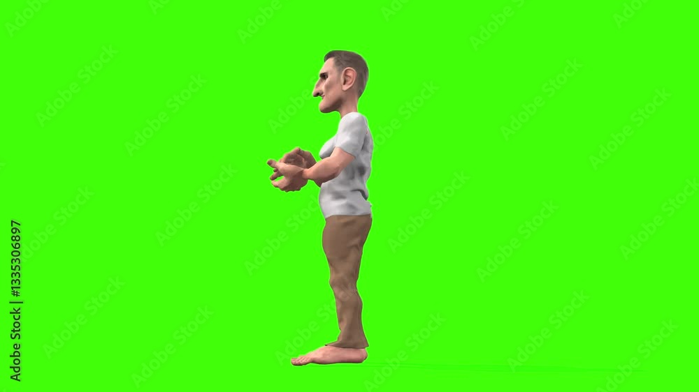 3D Cartoon character hand Clapping loop with cycle view animation on ...