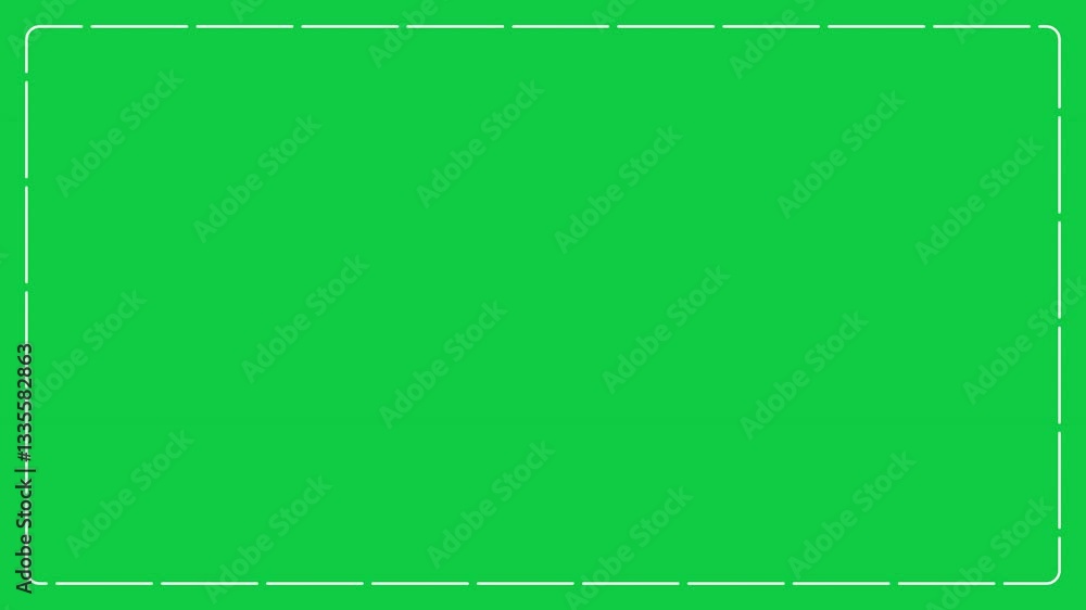 White Dashed Rectangle Frame with Rounded Corners on on Green Screen ...