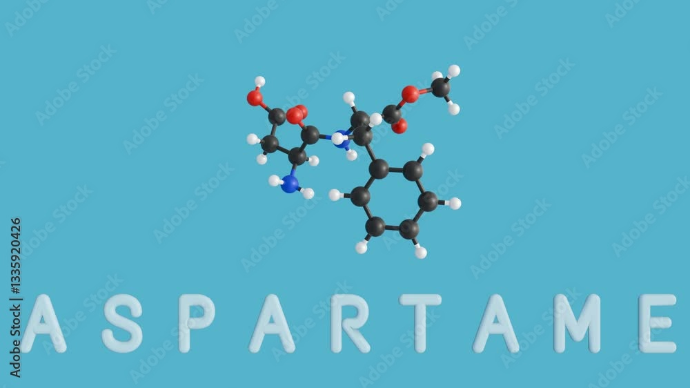 A 3d animation of the chemical structure of aspartame molecule and the ...