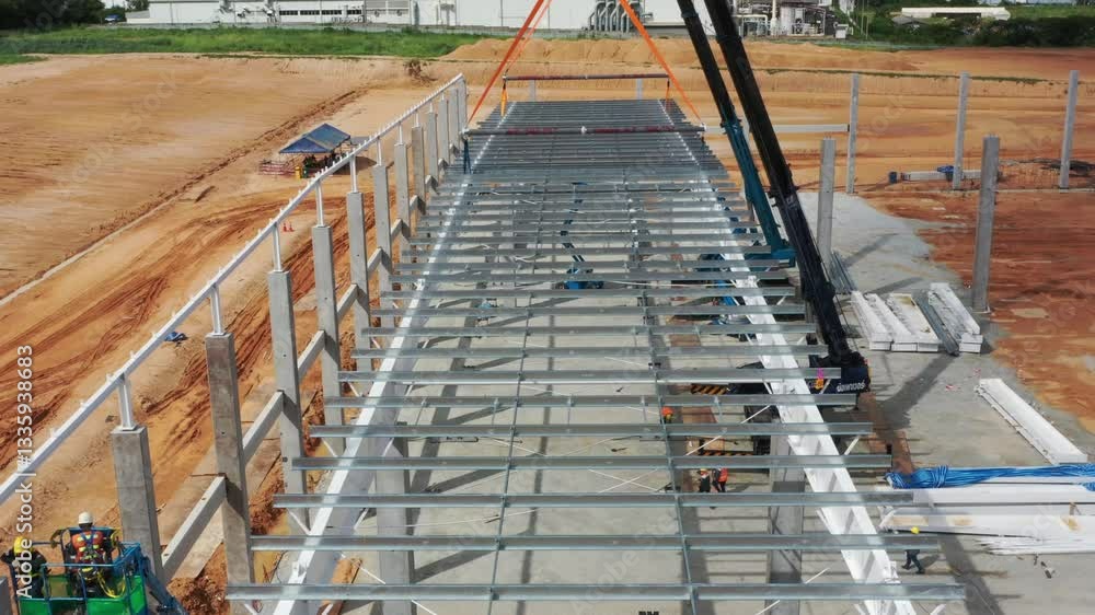 Construction Site: An overhead shot captures the methodical ...