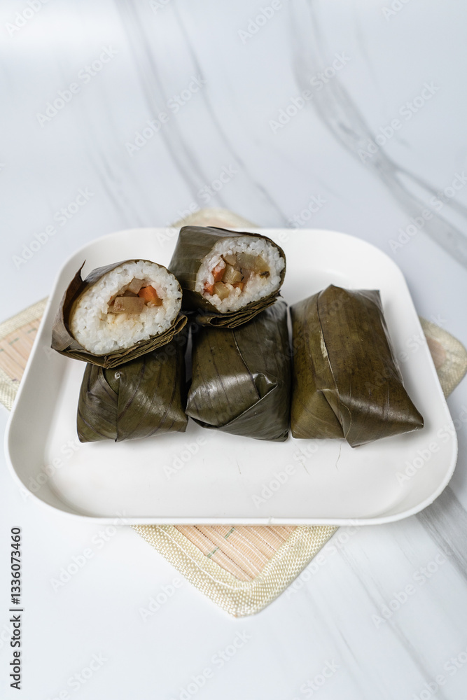 Poster Lontong Isi - Indonesian traditional food, Lontong isi is rice ...