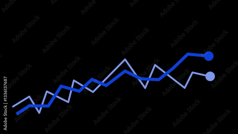 Line Graph Showing Trends on Black Background, A line graph with red ...