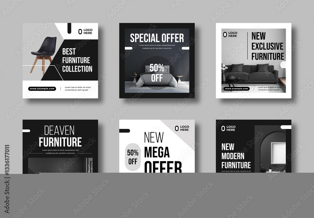 Modern Furniture Social Media Design Layout Stock Template | Adobe Stock
