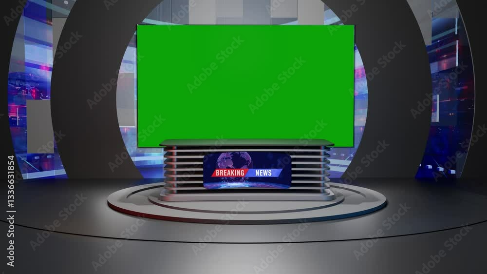 3D Virtual TV Studio News, Backdrop For TV Shows .TV On Wall.3D Virtual ...