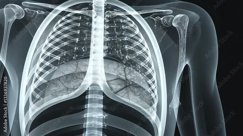 Animated X-Ray Scan of Human Chest and Lungs for Medical Visualizations ...