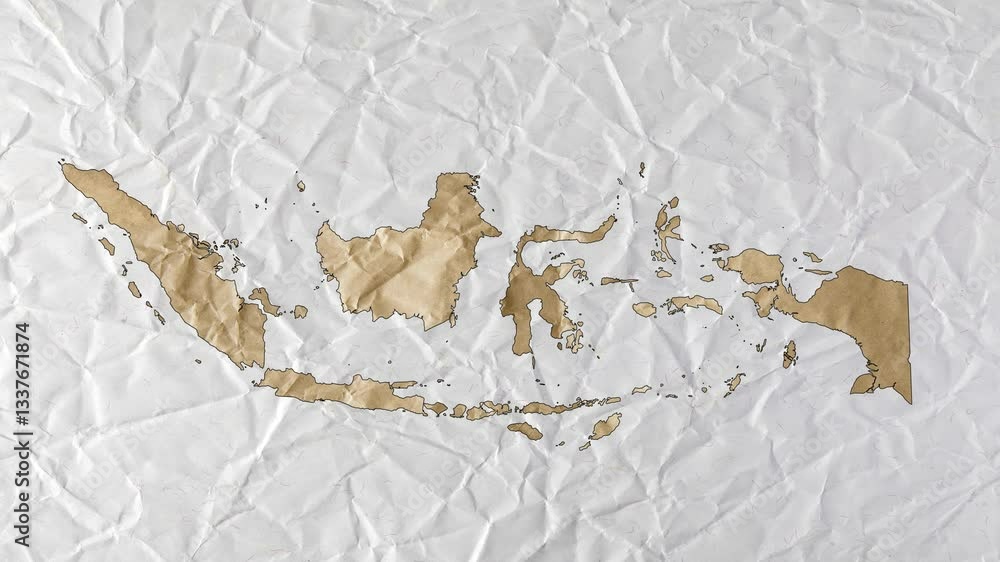 Indonesia Map brown paper textured, geography of Indonesia 素材庫影片 ...