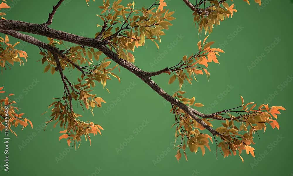 slow and graceful green screen video of 3d rendered acacia tree ...