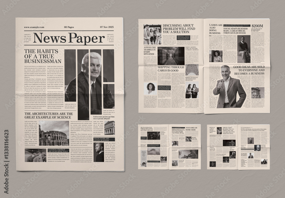 Classic And Professional Newspaper Layout Template Stock Template ...