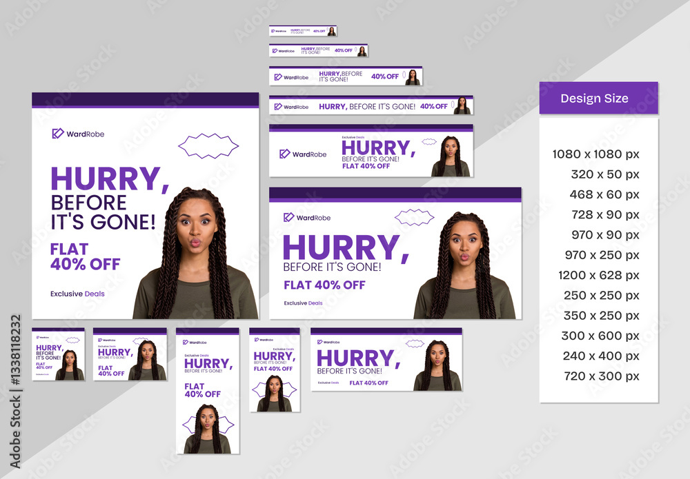 Exclusive Flat Sale Offer Banner Ads Set Stock Template | Adobe Stock