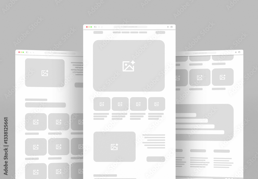 Travel Wireframe Landing Page UI Design Stock Template | Adobe Stock