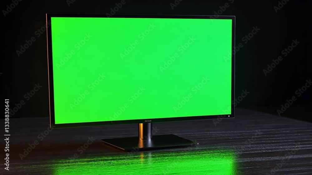Desktop computer monitor with green screen for virtual replacement and ...