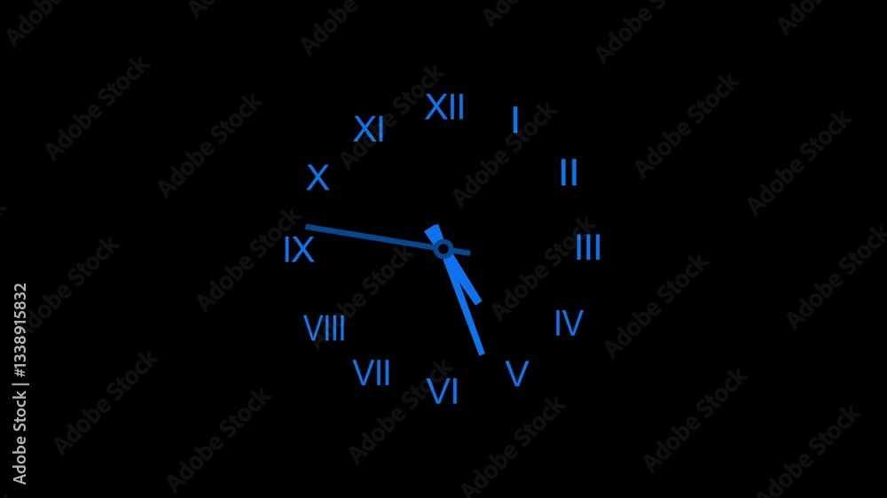 Counting down simple analog clock animated, A black analog clock face ...