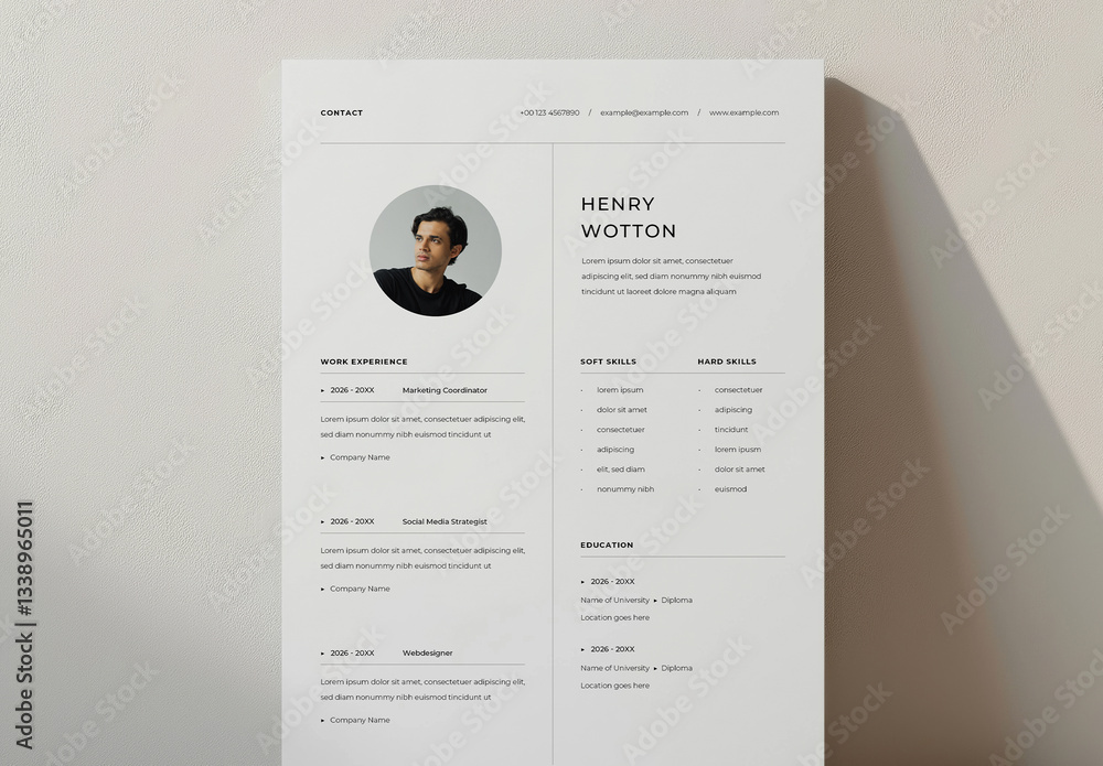 Minimal CV Design Layout Stock Template | Adobe Stock
