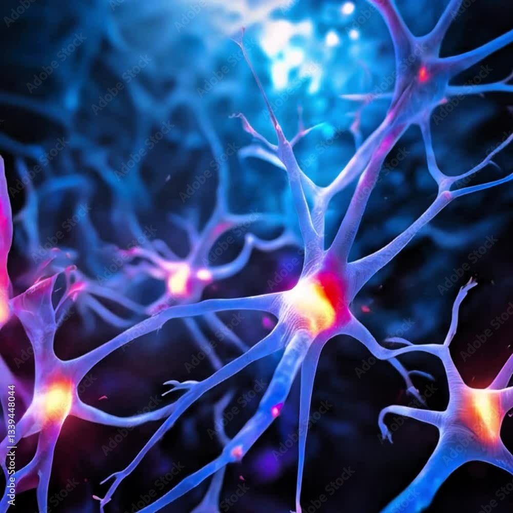 Damaged neural connection cells repairing, 3D illustration of cellular ...