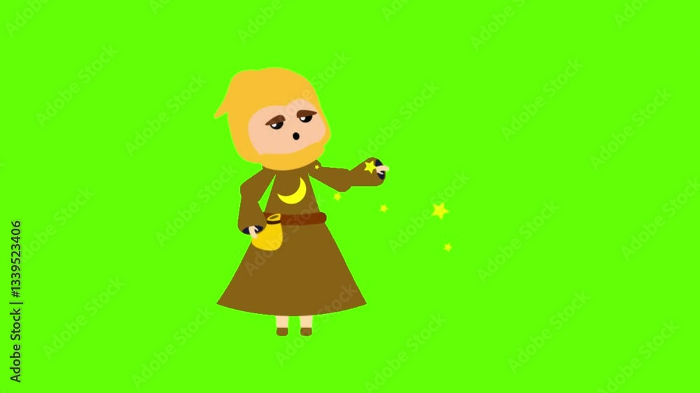 A Magician doing a magic. cartoon Magician. animated character, green ...