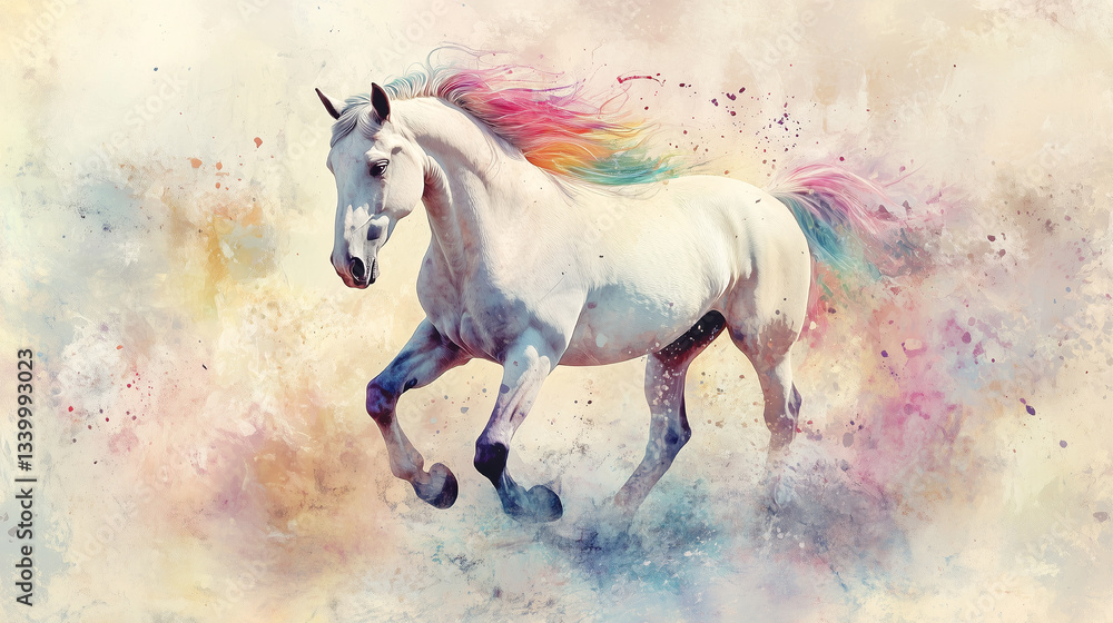 Poster Unicorn Portrait in Front of Magical Background Lovely Horse ...