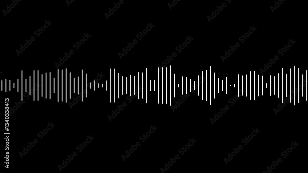 Sound wave animation white bars black background, Simple Audio Waveform ...