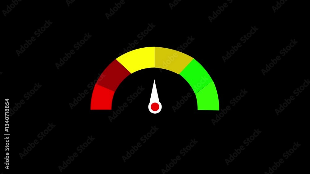 Speedometer gauge with credit score rating scale. Animated fuel meter ...
