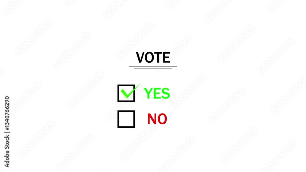 Big white vote sign with red check mark on black alpha channel 4k ...